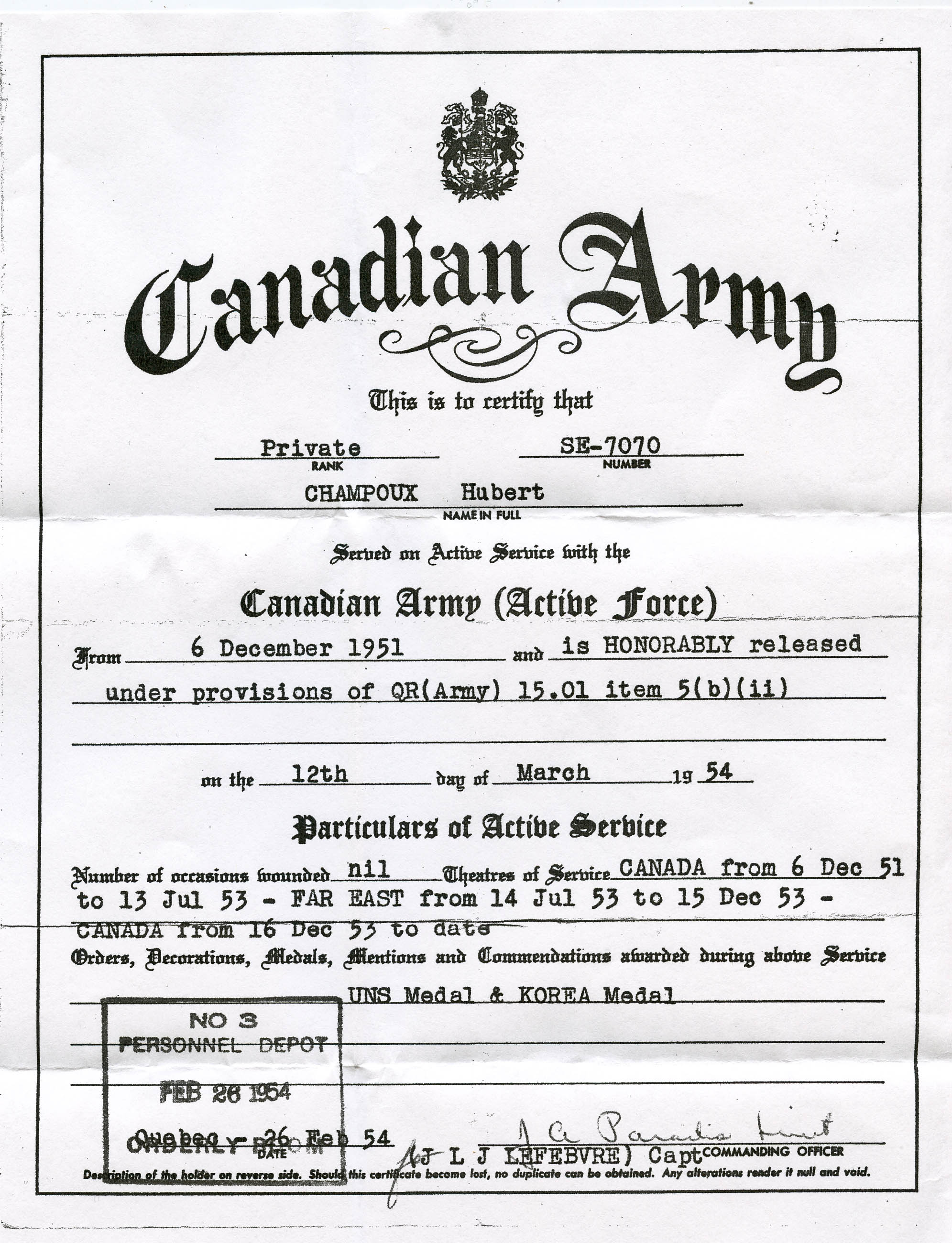 Hubert Champoux (Primary Source) | The Canadian Encyclopedia