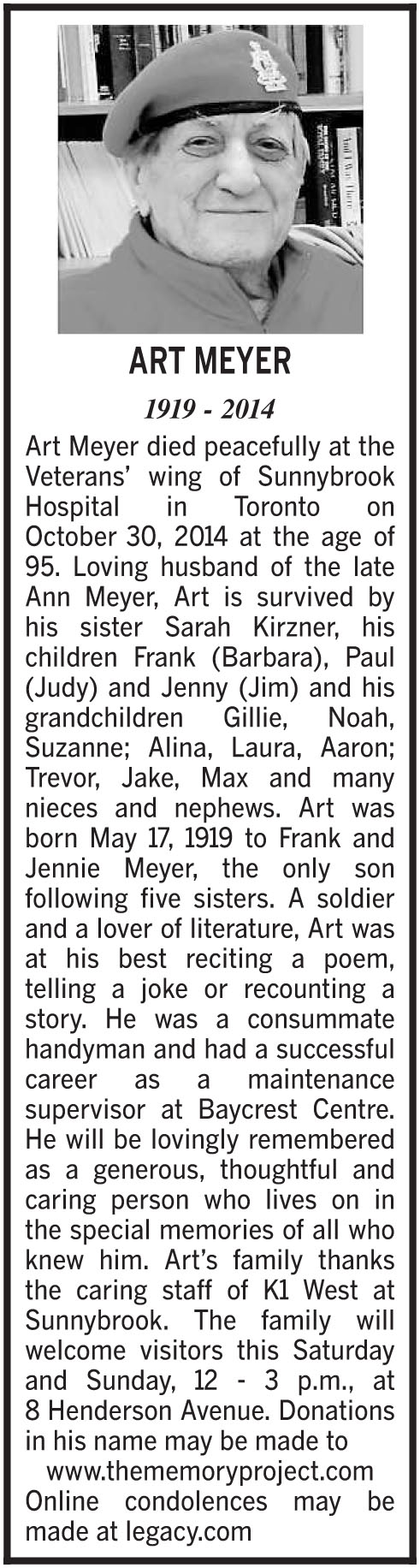 Art Meyer (Primary Source) | The Canadian Encyclopedia