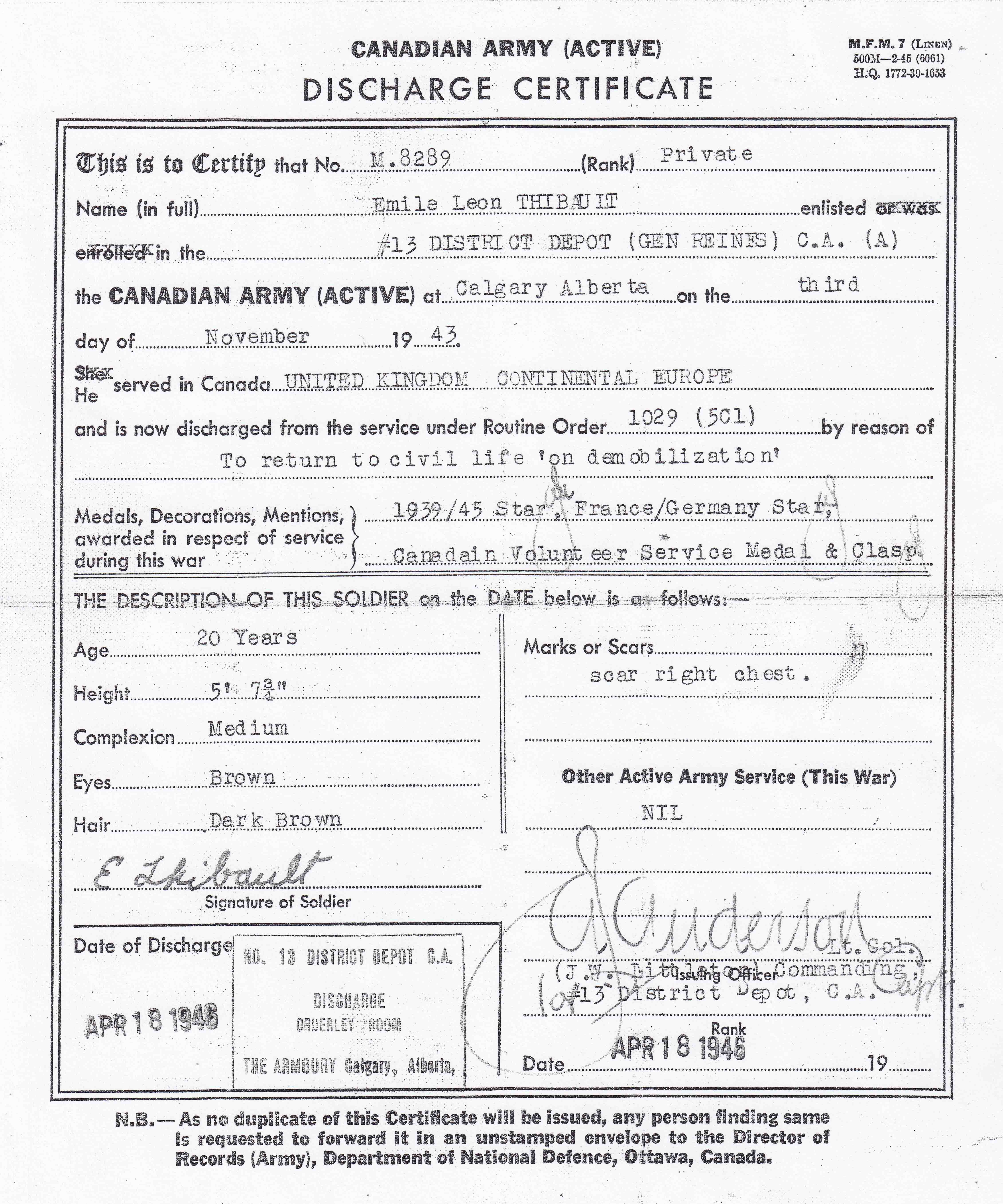 Emile Leon Bill Thibault (Primary Source) | The Canadian Encyclopedia