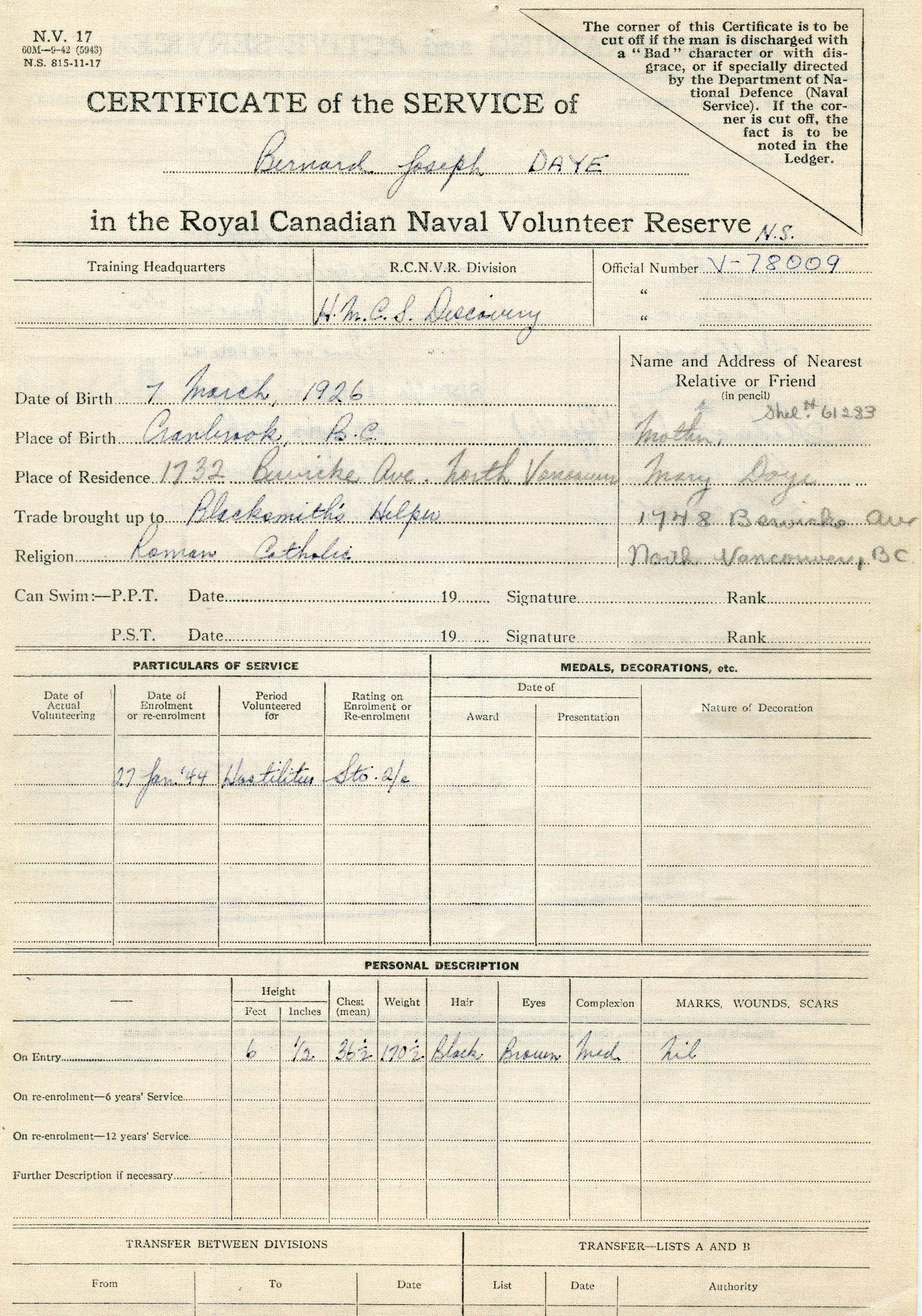 Bernard Joseph Daye (Primary Source) | The Canadian Encyclopedia
