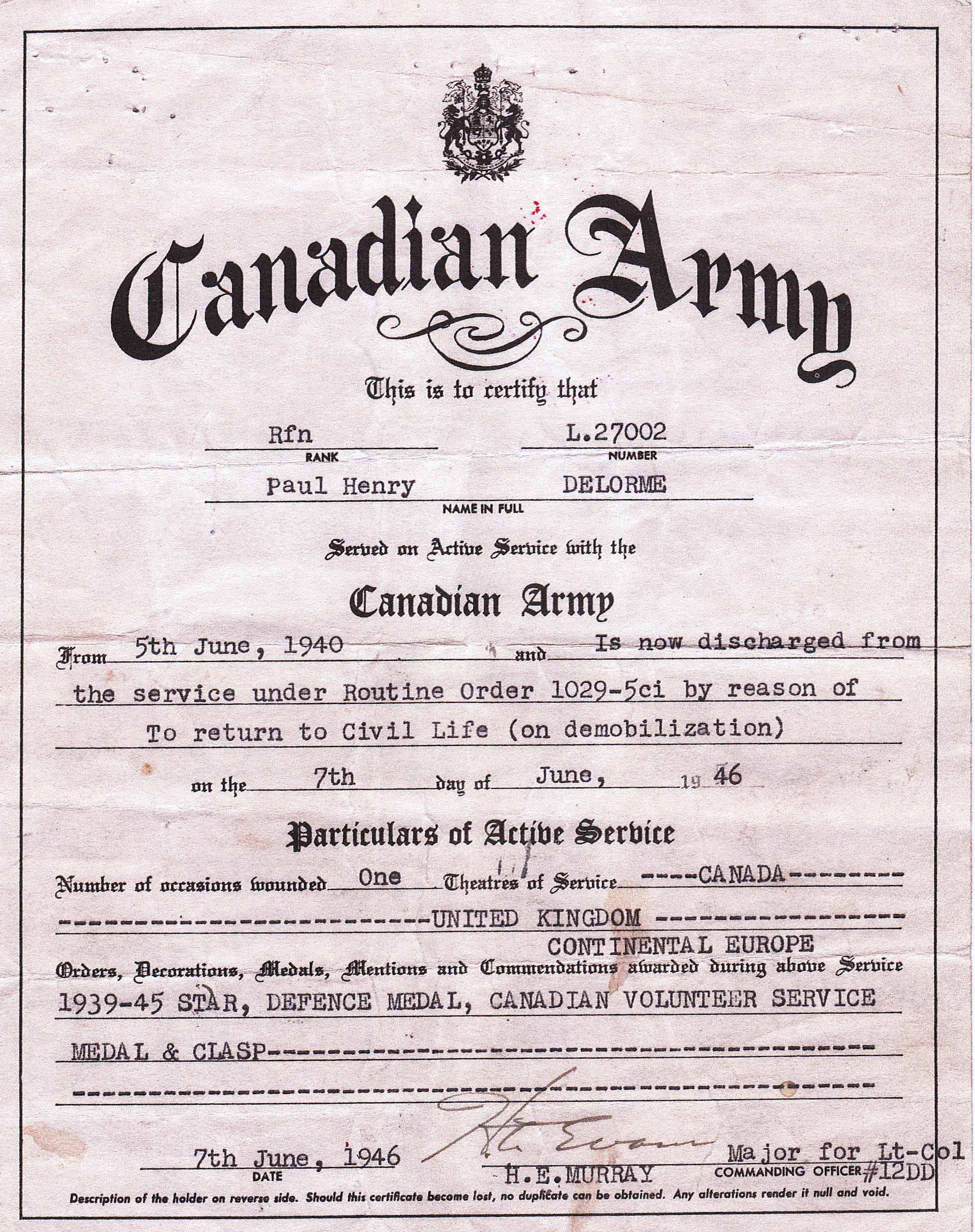 Paul Henry DeLorme | The Canadian Encyclopedia