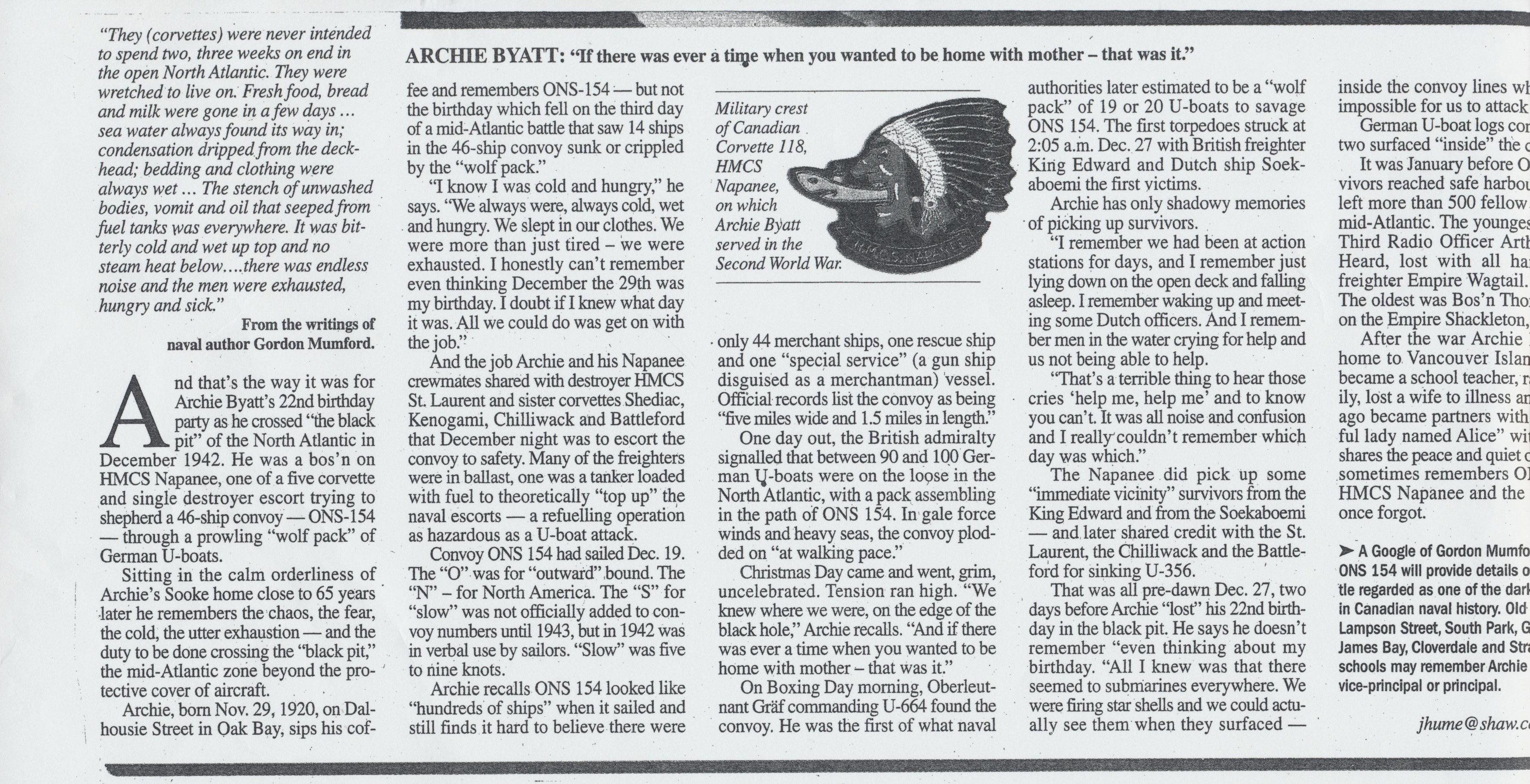 Archie Byatt (Primary Source) | The Canadian Encyclopedia